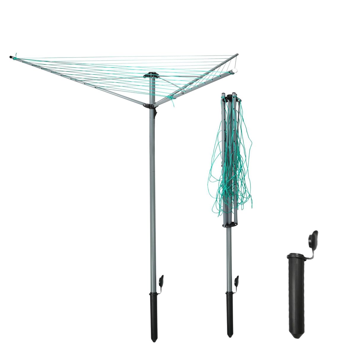 3 Arm Rotary Washing Lines Outdoor, 30m PVC Coated Washing Lines ...