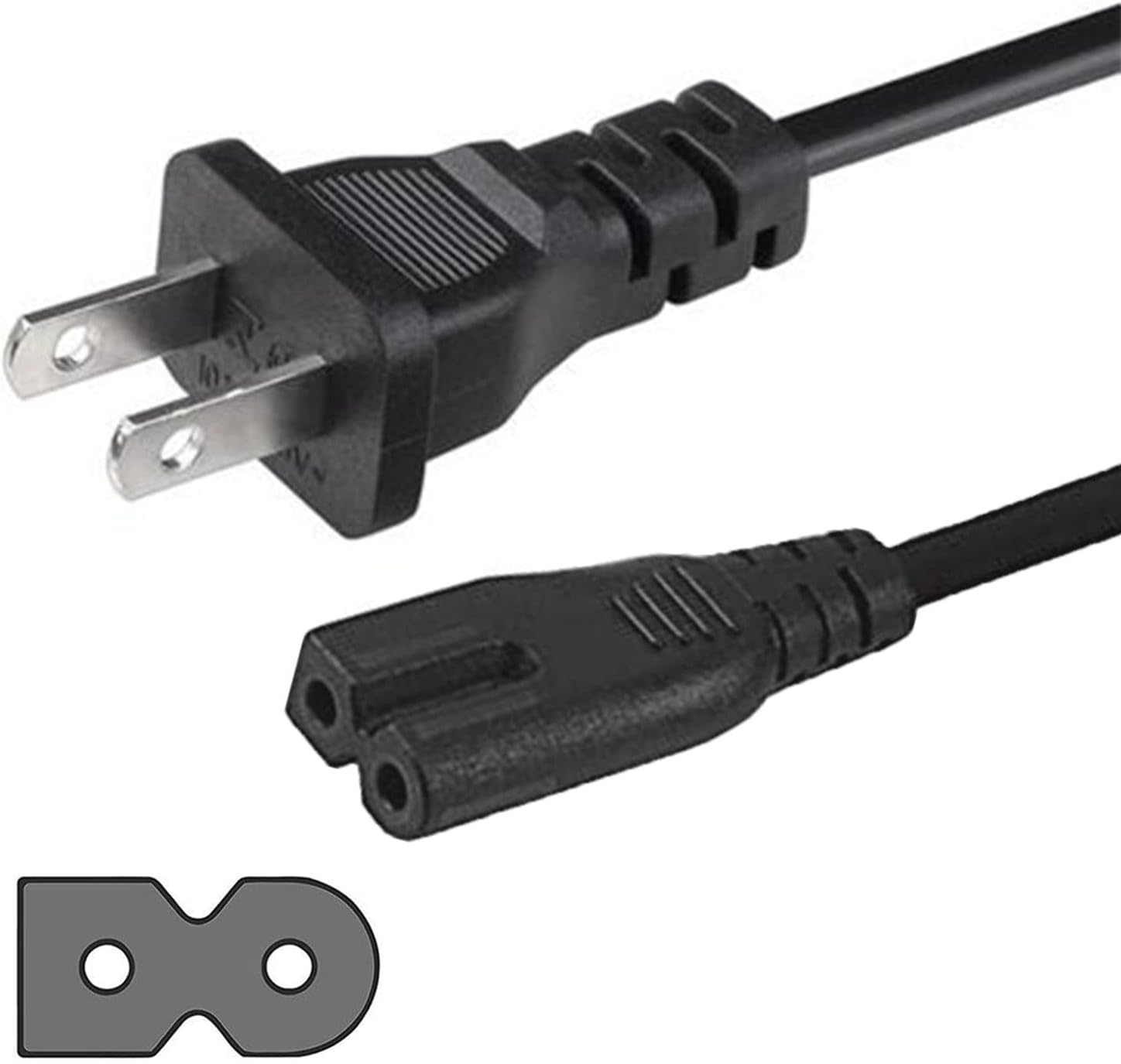 Amazon.com: SatelliteSale 18AWG 2-Prong to Square/Round Connector AC ...