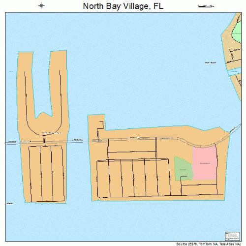 Large Street & Road Map of North Bay Village, Florida FL - Printed ...