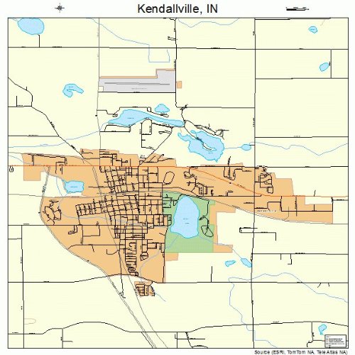 Large Street & Road Map of Kendallville, Indiana IN - Printed poster ...