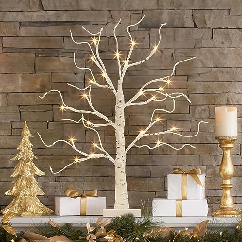 Amazon.com: VIHOSE 3 Pcs Lighted Birch Tree 1.5ft 1.65ft 2ft Mini Birch ...