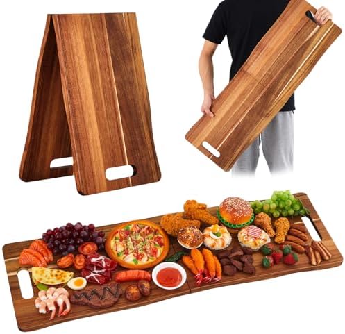 Amazon.com | FoldTier Large Acacia Charcuterie Board with Handles 33 x ...