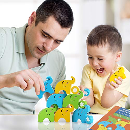 Wooden Stacking Game Balance Blocks - Elephant Building Blocks, Fine ...
