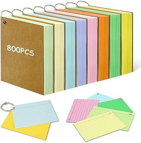 Flash Cards, 6 Pack 300 Pcs Study Cards Revision Cards Index Cards ...