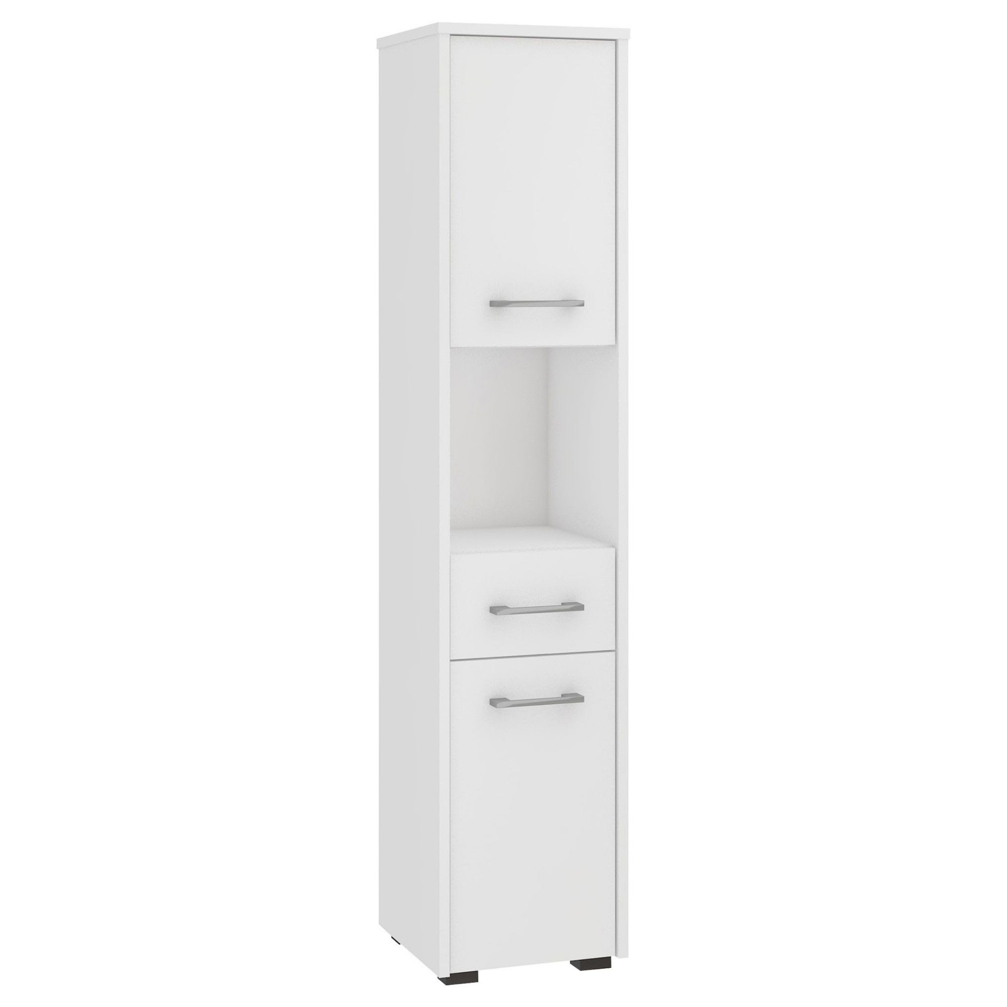 Home Collective Badezimmerschrank schmal weiß mit 2 Türen und Schublade ...