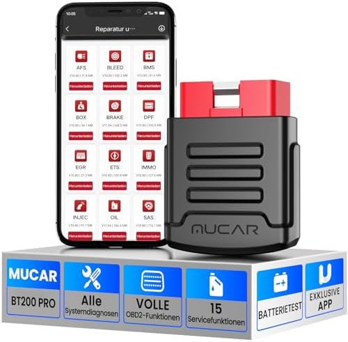 mucar OBD2 Bluetooth Adapter, BT200 PRO OBD2 Diagnosegerät mit ...