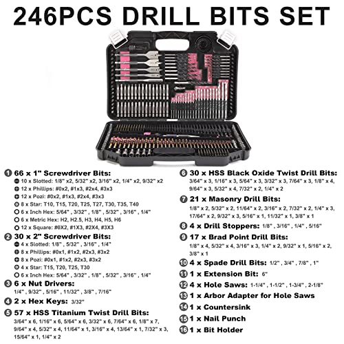Snapklik.com : Drill Bit Set, 246 Pcs Drill Bits For Cordless Drill ...