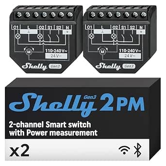 Shelly 2PM Gen3, Wi-Fi Smart Switch Relay, 2 Channels, 16А, Monitors ...