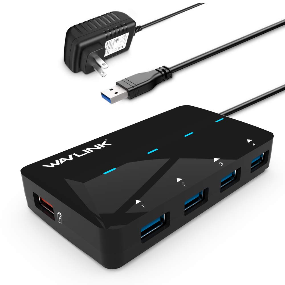 USB Powered Charging Hub,Wavlink USB Hub with 4 USB 3.0 Data Ports and ...