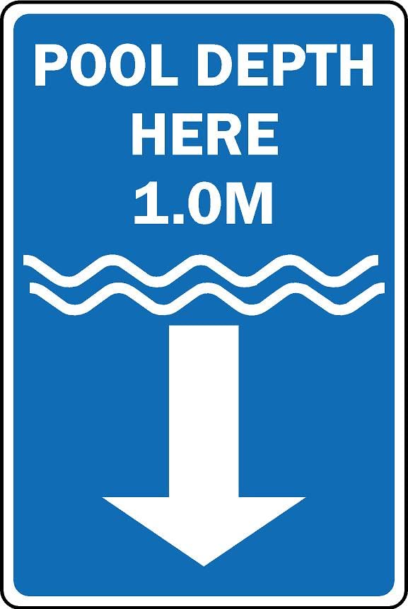 Swimming Pool depth here sign - Customise with your own depths - 1mm Plastic sign (400mm x 300mm ...