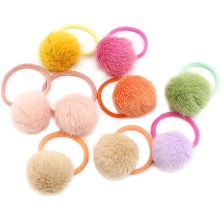 Amazon.com : Hot&Sattion Pom Pom Hair Ties 16pcs Pom Pom Elastic Hair ...