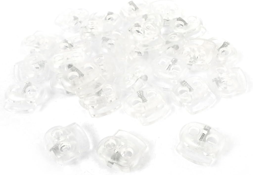 Sourcingmap 30pcs Clear Plastic 4.5mm Dia Double Hole Rope Cord Locks ...