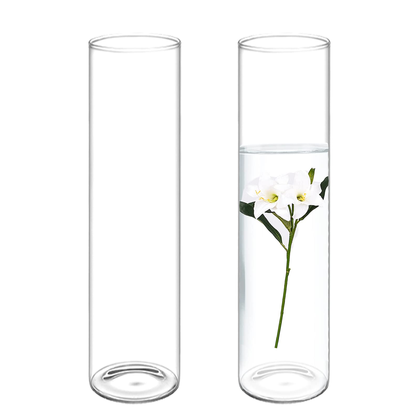 Amazon.com: Merkaunis 2 Pack Glass Cylinder Vase, 16" Tall Clear Glass ...
