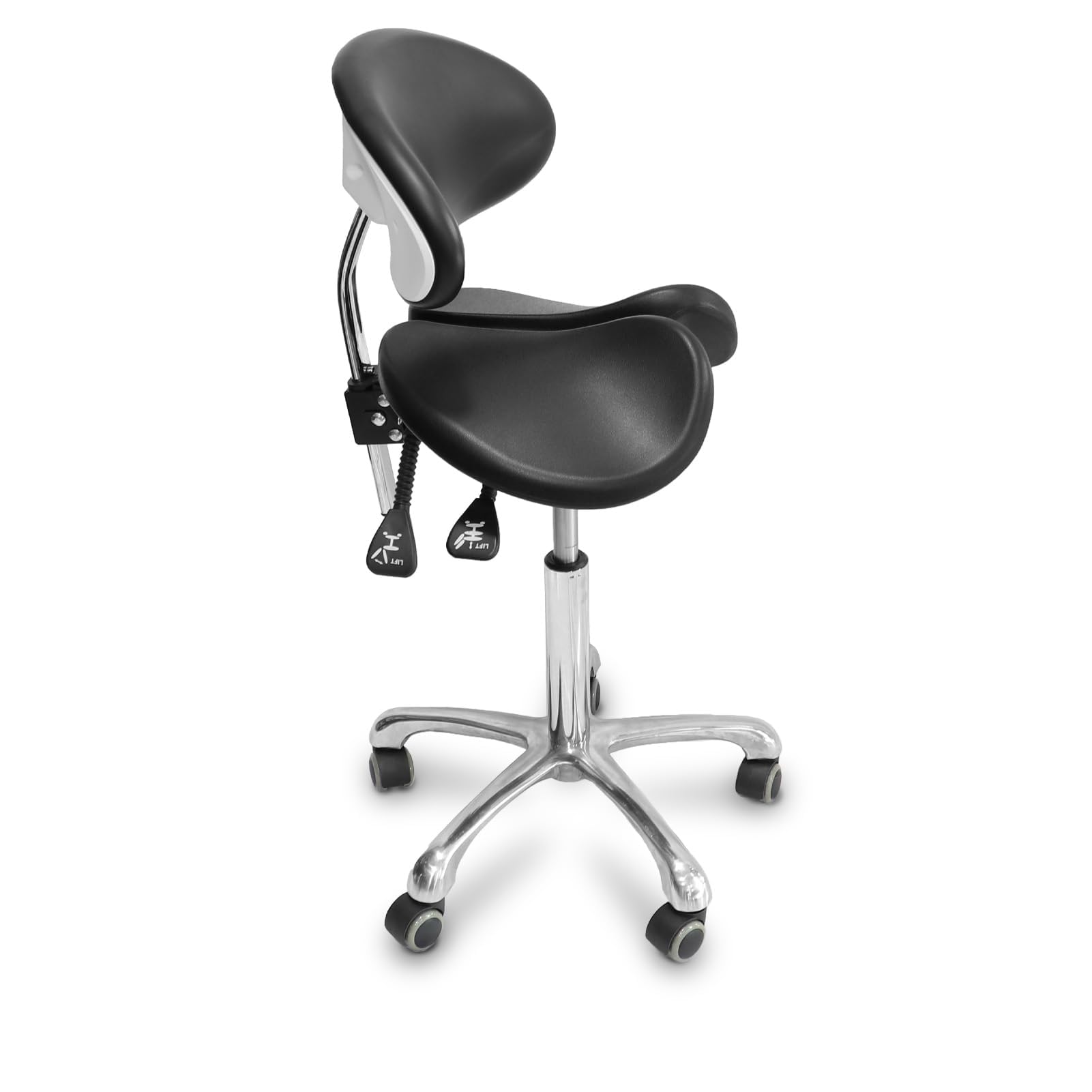 LIMKOMES Split Seat Rolling Saddle Stool Salon Chair with Back Support ...