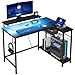 Amazon.com: HOMCOM 42" L Shaped Desk with LED Lights, Power Outlet, USB ...