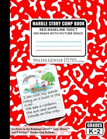 Amazon.com: Marble Story Comp Book Red Baseline 100ct: Draw and Write ...