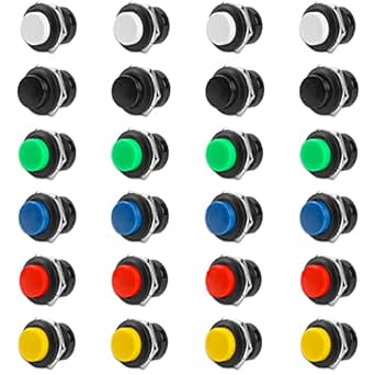 24Pcs 16MM Momentary Push Button Switch Mini Round Push Button Self-Resetting Switch Button ...
