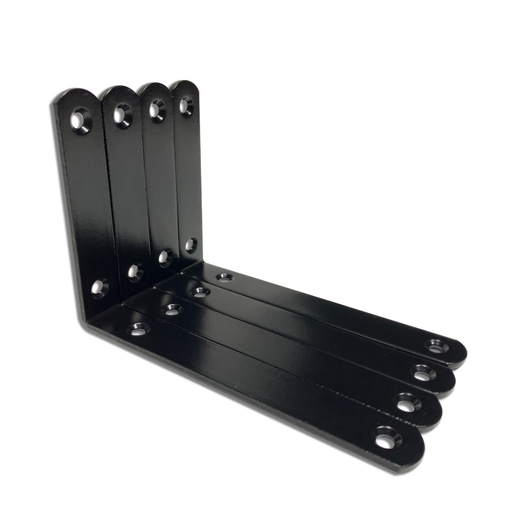 Snapklik.com : 4 Pcs Black L Shelf Bracket,6 Inch/147x100x35mm Steel ...