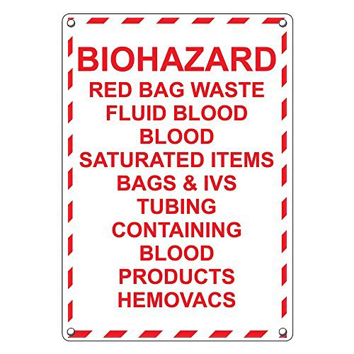 Amazon.com: Weatherproof Plastic Vertical Biohazard Red Bag Waste Fluid ...