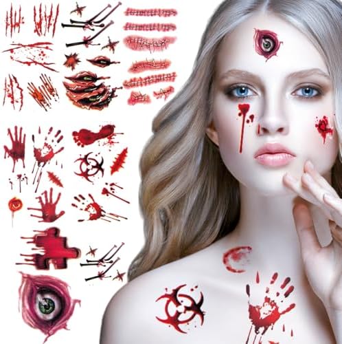 Vampire Costumes Accessories Zombie Make Up Temporary Tattoos Halloween ...