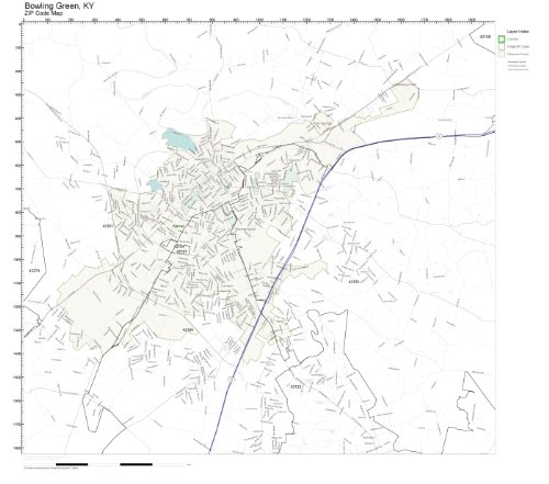 Amazon.com : ZIP Code Wall Map of Bowling Green, KY ZIP Code Map Not ...