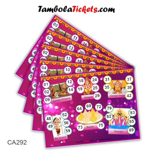 Ganesh Chaturthi Theme tambola Tickets Bingo housie lotto (Printed on ...