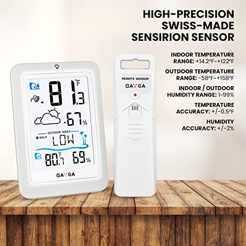 Snapklik.com : BAYGA Indoor Outdoor Thermometer Wireless Digital ...