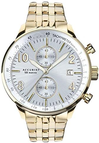 Accurist Mens 44mm Sports Japanese Quartz Watch in Silver Sunray with ...