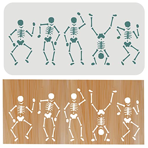 FINGERINSPIRE Skeleton Dancer Stencil 30x15cm Halloween Stencil for ...