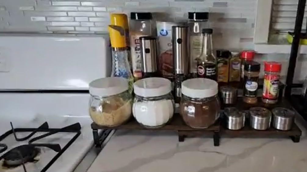 SOLAZA® Solid Hard Wood 3-Tier Wooden Expandable Spice Rack Organizer ...