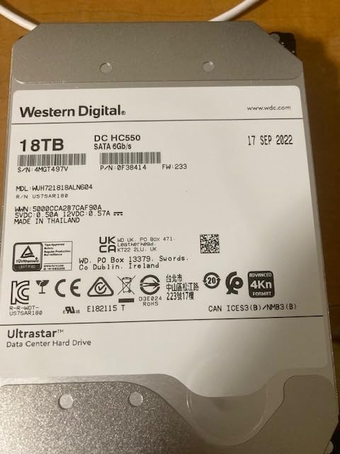 Amazon | Western Digital 0F38459 Ultrastar DC HC550 3.5インチ ヘリウムプラットフォーム ...