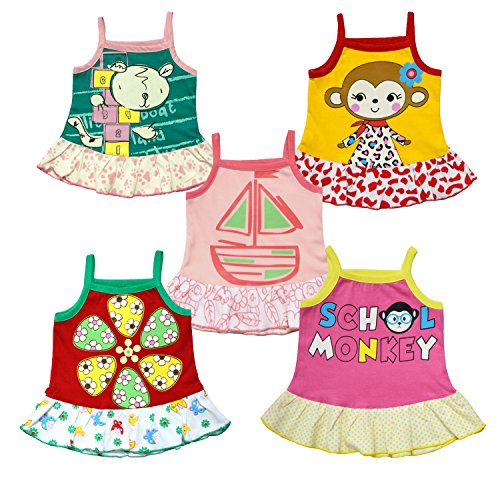 Buy MYFAA Girls' Frocks - Pack of 5 (V5P-1046-6yr, Multi-Coloured, 5-6 ...