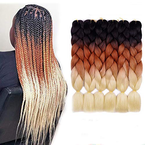 Amazon.com : 6 Packs Ombre Braiding Hair Braiding Hair Fiber Jumbo ...