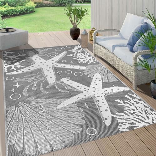Amazon.com: famibay Coastal Outdoor Rug Waterproof 5x8 Patio Rugs ...