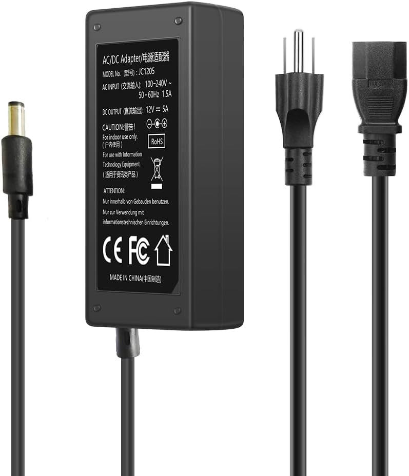 DC 12V 5A Power Supply 60W AC Adapter 100-240V 50-60Hz AC to DC ...