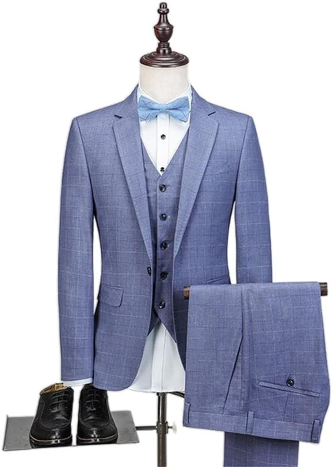 Amazon.com: SXDS Men's Suits Wedding Jacket + Vest + Pants 3 Piece ...