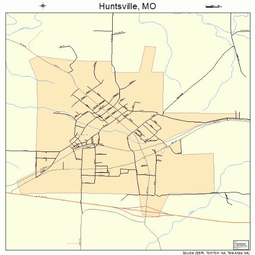 Large Street & Road Map of Huntsville, Missouri MO - Printed poster ...
