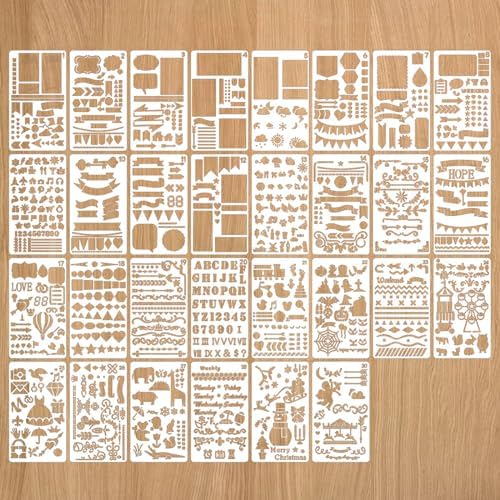30PCS Painting Stencils Set,Plastic Stencil Reusable Letter Number ...