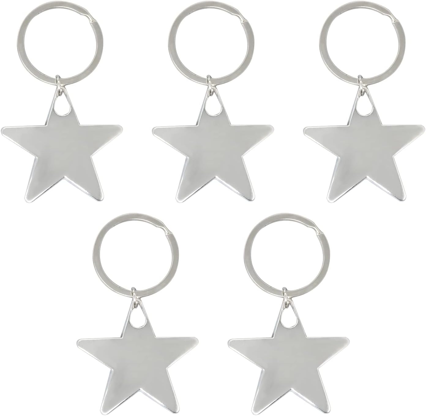 Honbay 5PCS Metal Star Shape Keychains Decorative Star Key Rings Keyfob ...