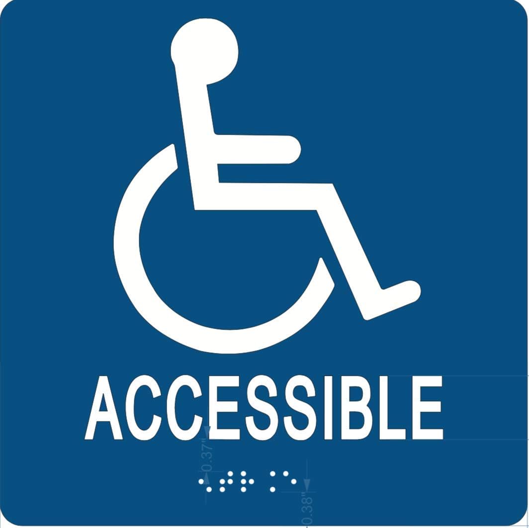 Amazon.com: ADA Handicap Accessible Sign with Braille - Blue and White ...