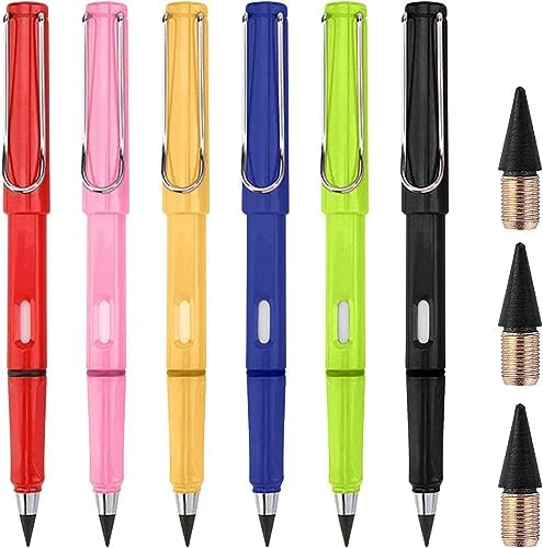 Alexvyan 6 Pcs Inkless Eternity Pencils with Eraser (3 Graphite Nib ...