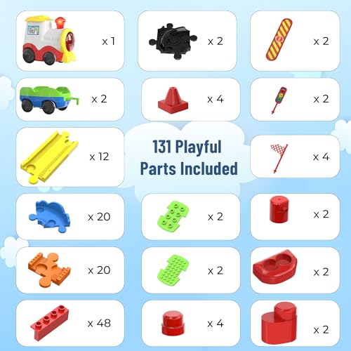 Mirana Block Rider Toy Train Set with Colorful & Multiple Track Layout ...