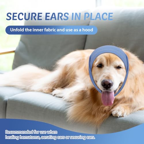 COMFPET No Flap Ear Wraps for Dogs, Dog Snood for Ear Hematoma, Pet Ear ...