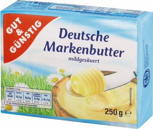 Gut & Günstig Deutsche Markenbutter 250g : Amazon.de: Lebensmittel ...