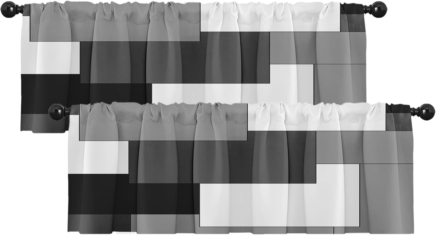 Amazon.com: Emvency 12 Inch Valances for Windows 2 Pack, Gray and Black ...