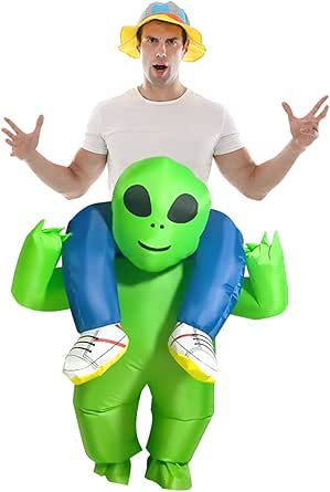 Inflatable Alien Costume for Adult Blow up Alien Holding Human Costume ...