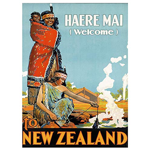 Travel Zealand Native Maori Welcome Costume Hot Spring Art Print Poster ...