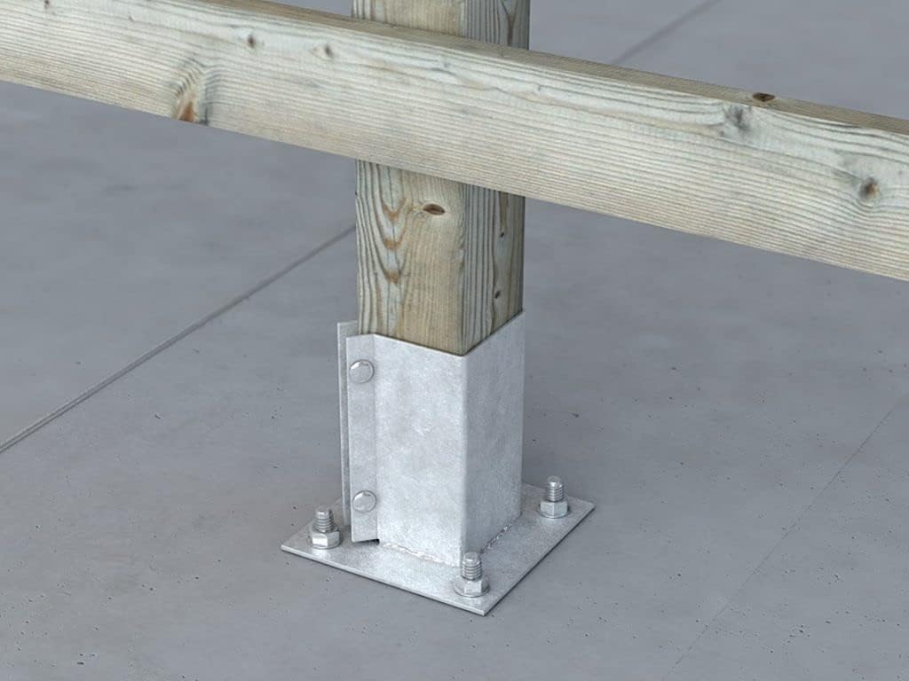 BPC Fixings Powapost Galvanised Bolt Down Post Shoe 2-Piece Set, 75 mm ...