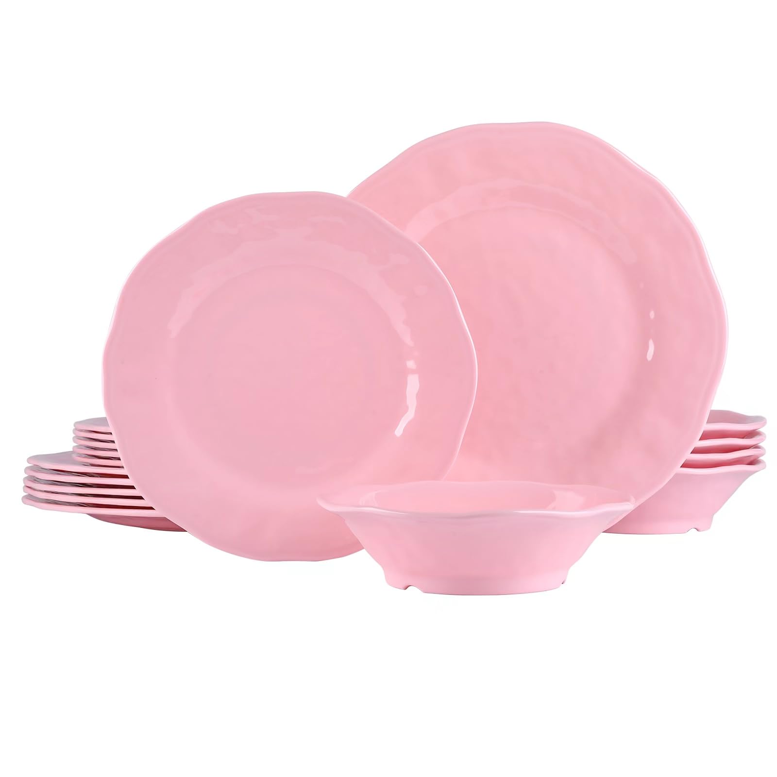 Amazon.com | ZAROCRUS 18 Piece Pink Dinnerware Set, Lightweight Kitchen ...