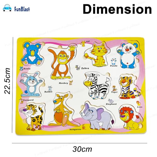 FunBlast Animal Puzzle Board- Pack of 1 Wooden Toys, Educational Toys ...
